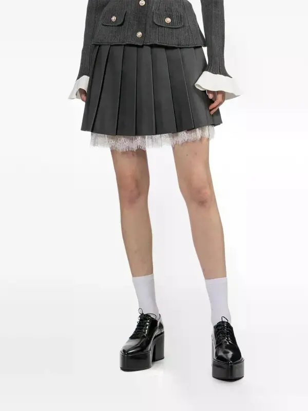 SELF-PORTRAIT Lace-trim Pleated Mini Skirt