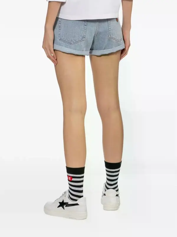 AAPE BY *A BATHING APE Apee™ A Bathing Ape® Indigo Logo-patched Denim Shorts