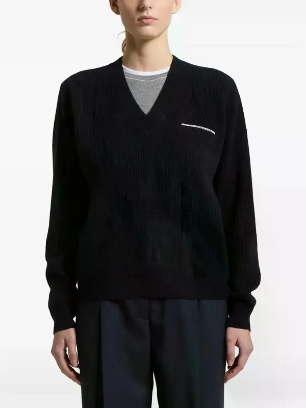 Peserico Ribbed Knit V-neck Sweater