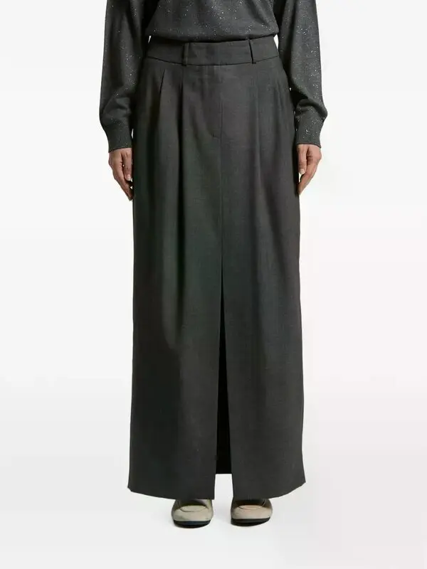 Peserico Pleated Maxi Skirt With Front Slit