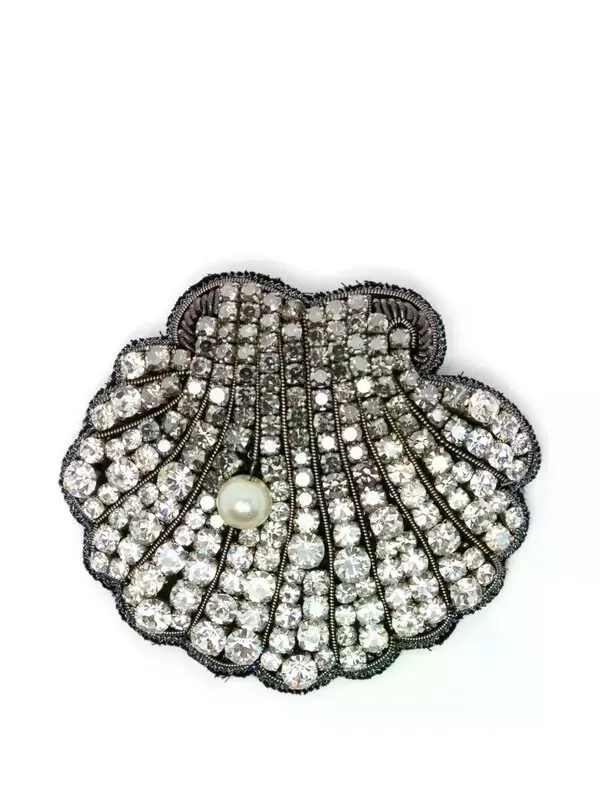 Dice Kayek Crystal-embellished Shell Brooch - Silver