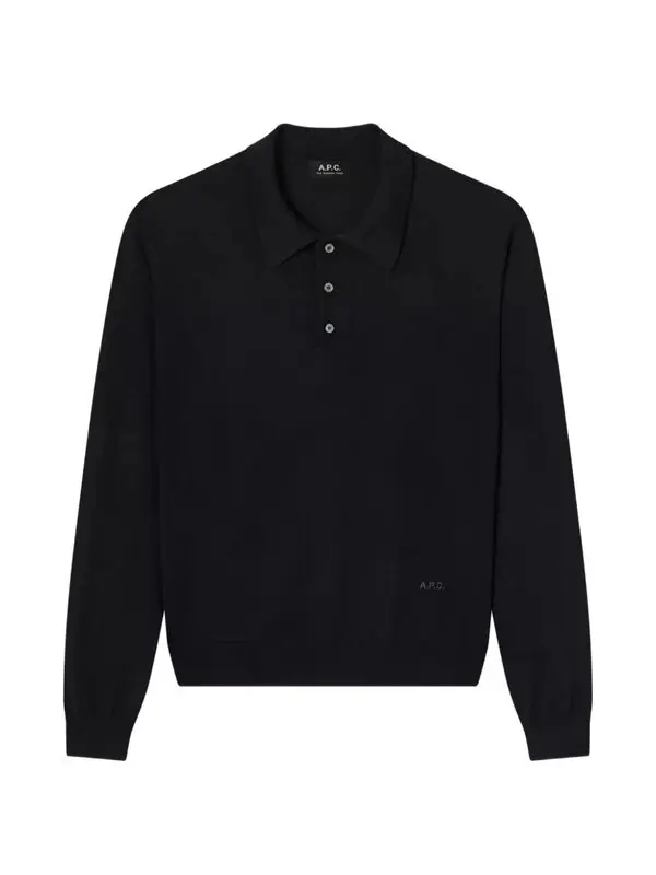 A.p.c. Logo-embroidered Long-sleeve Polo Shirt
