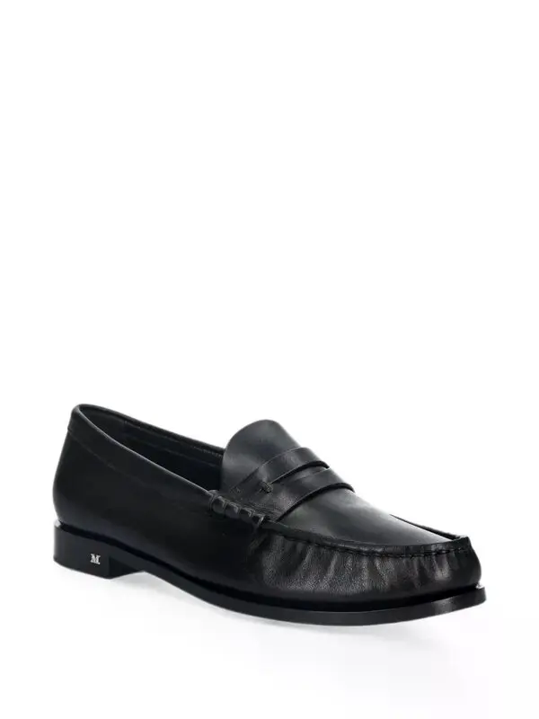 Max Mara Logo Plaque Leather Loafers