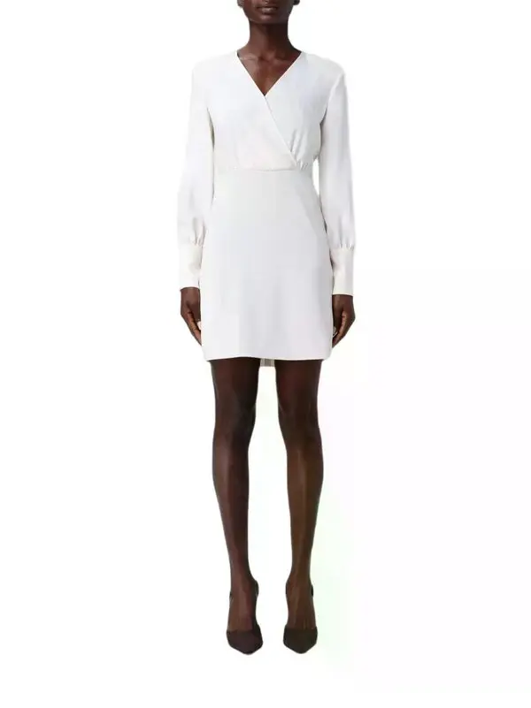 Armani Exchange Cream White Crêpe V-neck Wrap Dress