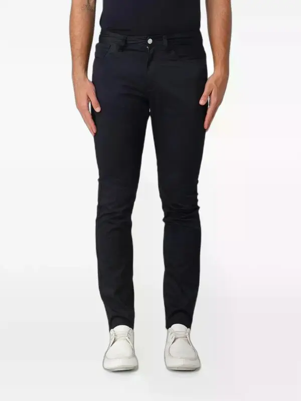 Armani Exchange Navy Cotton Blend Trousers