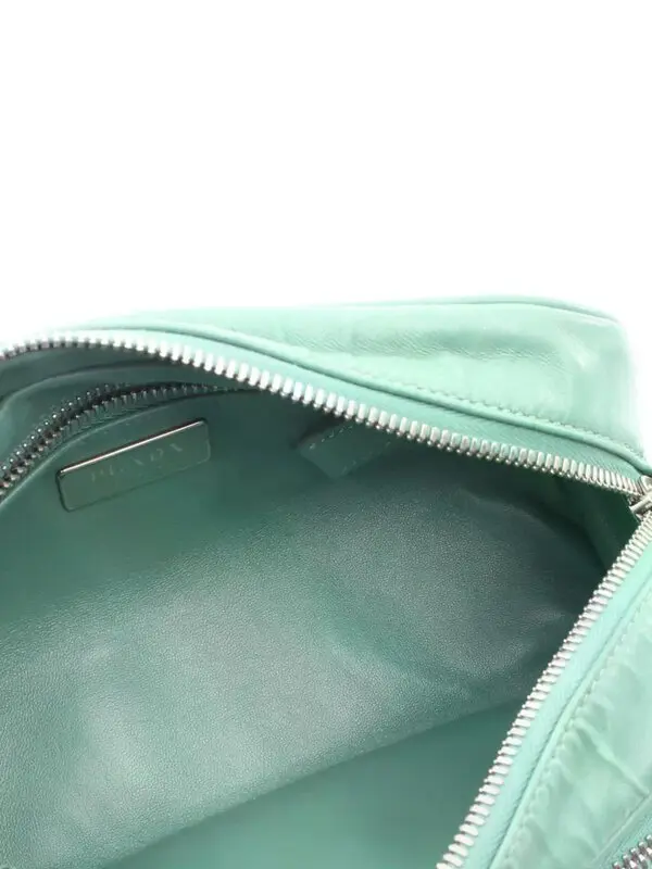 Prada Leather Logo Plate Shoulder Bag