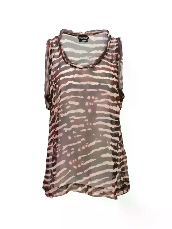 TOM FORD Zebra Print Sleeveless Top - Brown