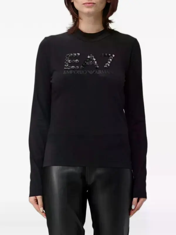 EA7 Sequin Logo Long Sleeve T-shirt