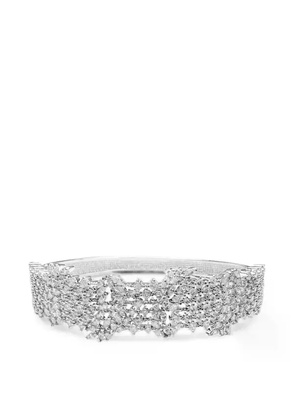 HZMER JEWELLERY Sitara Crystal-embellished Cuff Bracelet - Silver