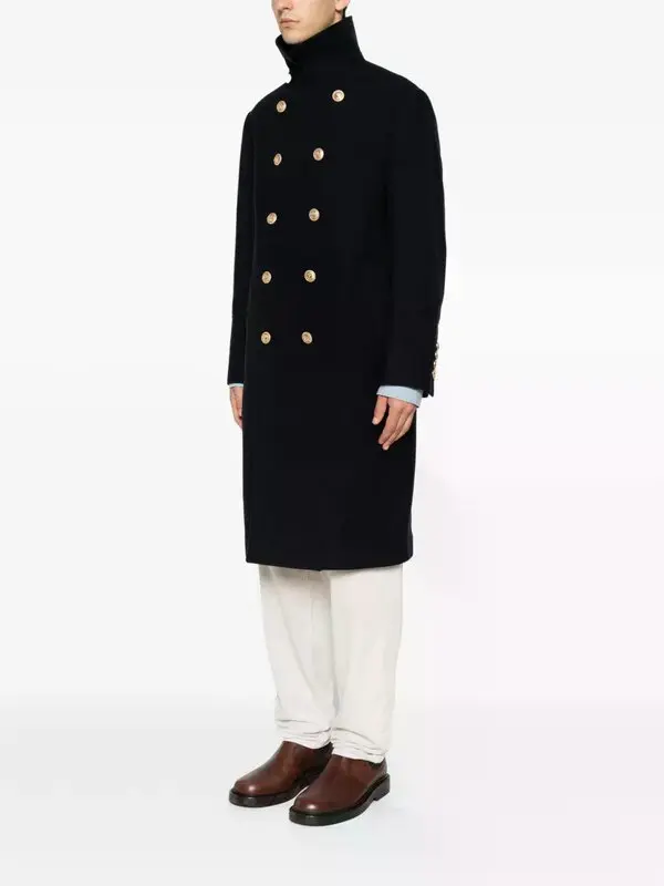 Brunello Cucinelli Double-breasted Coat With Crest Buttons