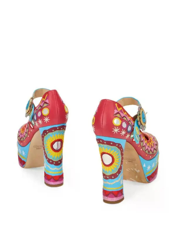 Moschino Embroidered Mirror-embellished Platform Pumps