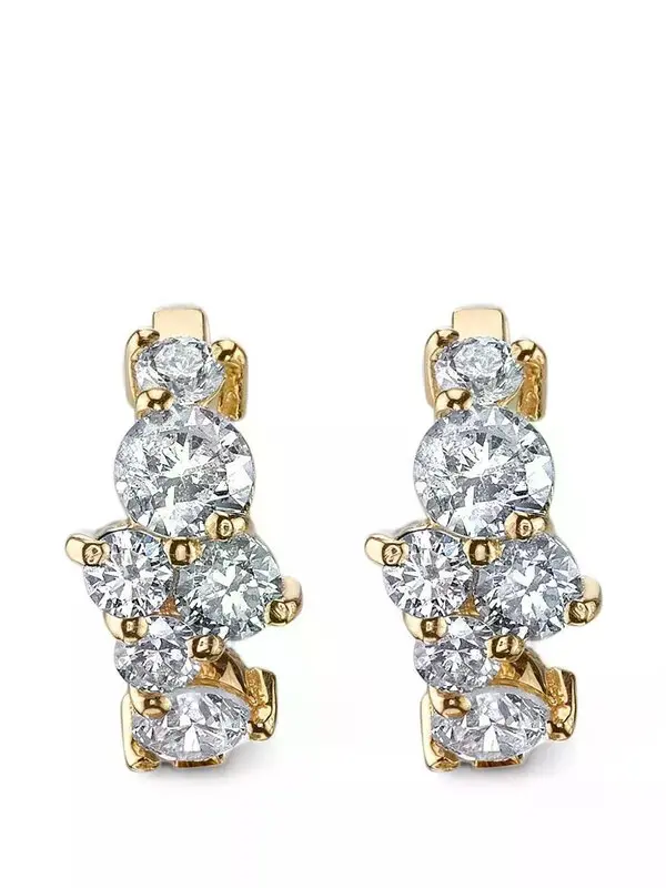SYDNEY EVAN Diamond Cocktail Huggie Earrings - Gold