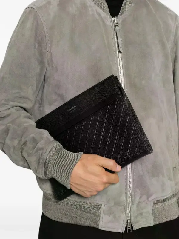FERRAGAMO Leather Clutch Bag - Black