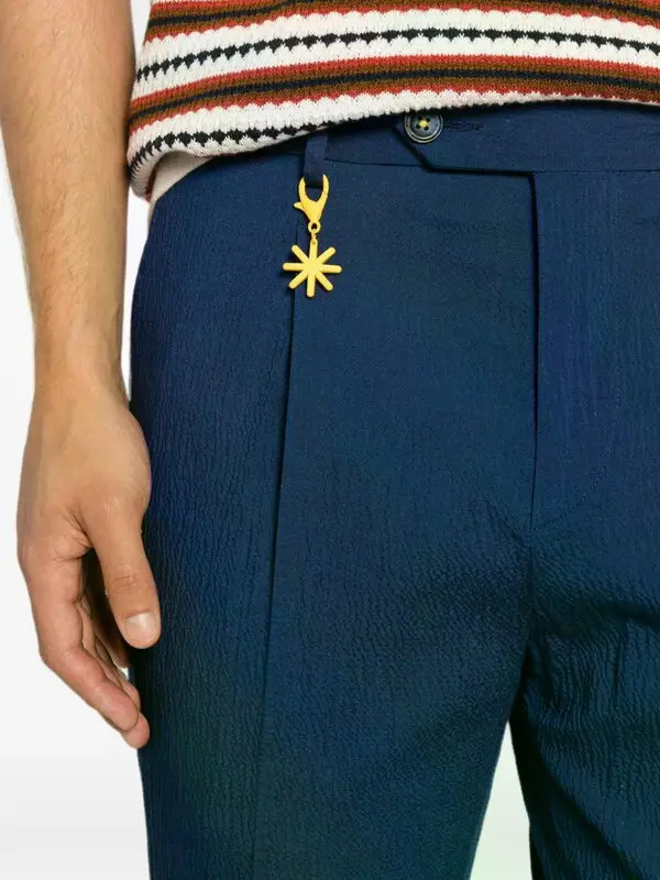MANUEL RITZ Seersucker Pleated Trousers