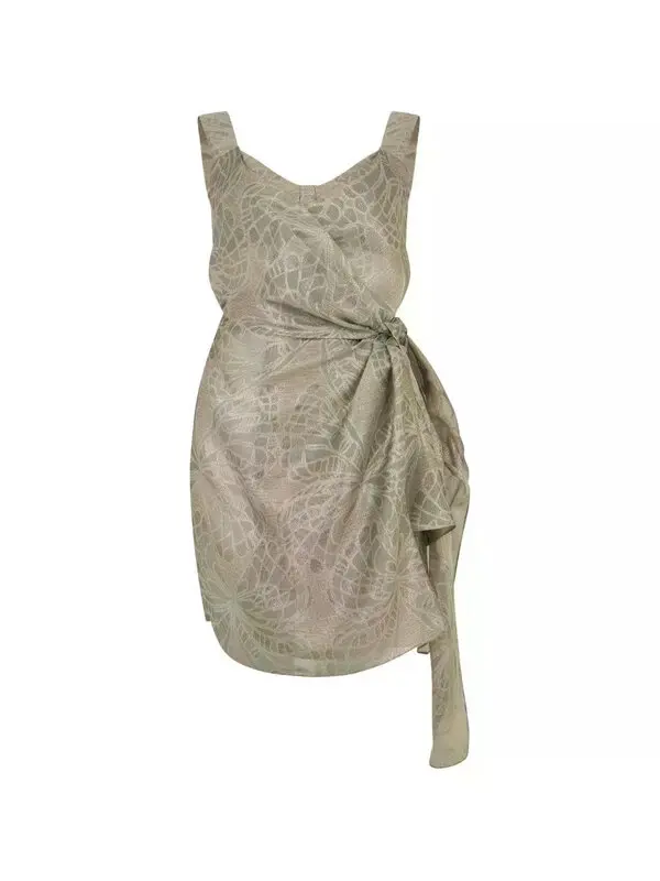 Alberta Ferretti Jacquard-effect Knotted-waist Party Dress