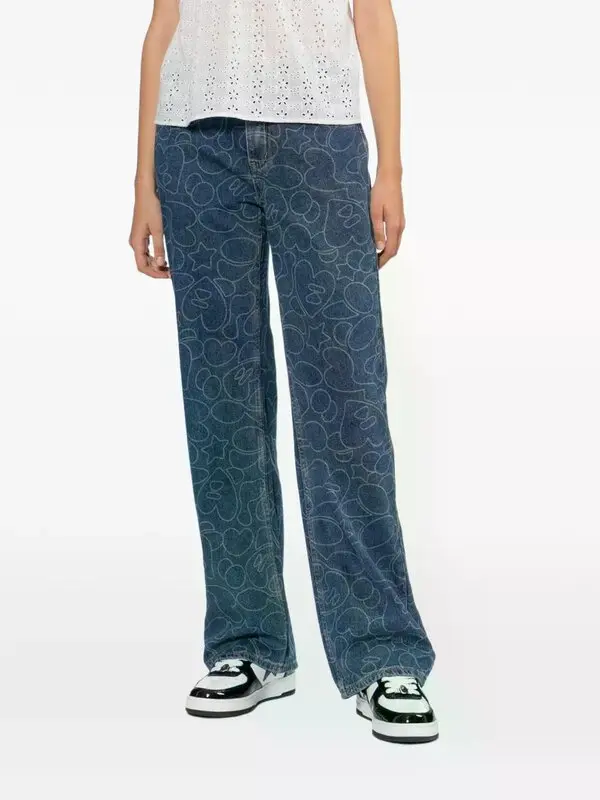 AAPE BY *A BATHING APE Graphic Print Wide-leg Jeans