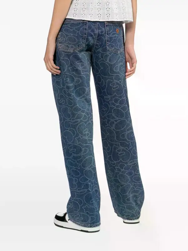 AAPE BY *A BATHING APE Graphic Print Wide-leg Jeans