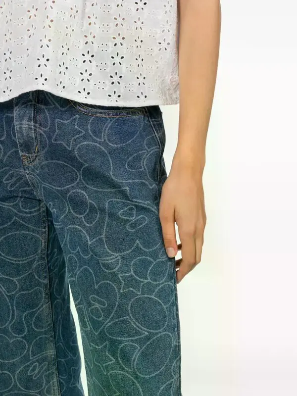 AAPE BY *A BATHING APE Graphic Print Wide-leg Jeans