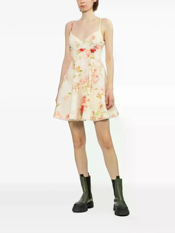 Zimmermann Floral Print V-neck Dress - Neutrals