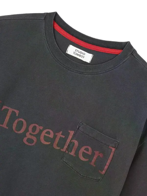 STUDIO TOMBOY Slogan Print Chest Pocket T-shirt - Grey