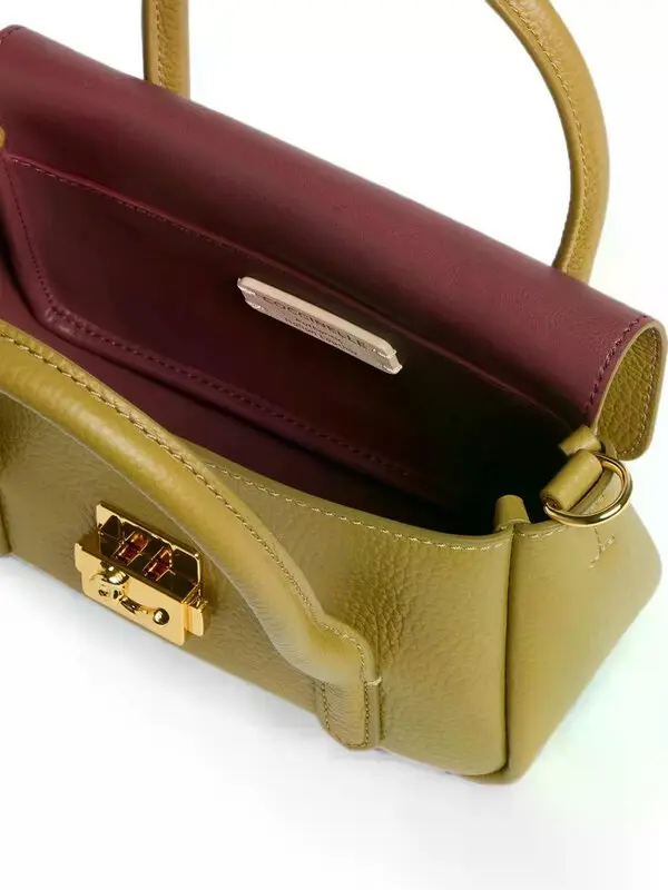 COCCINELLE C-me Lock Grained-leather Mini Tote Bag - Green