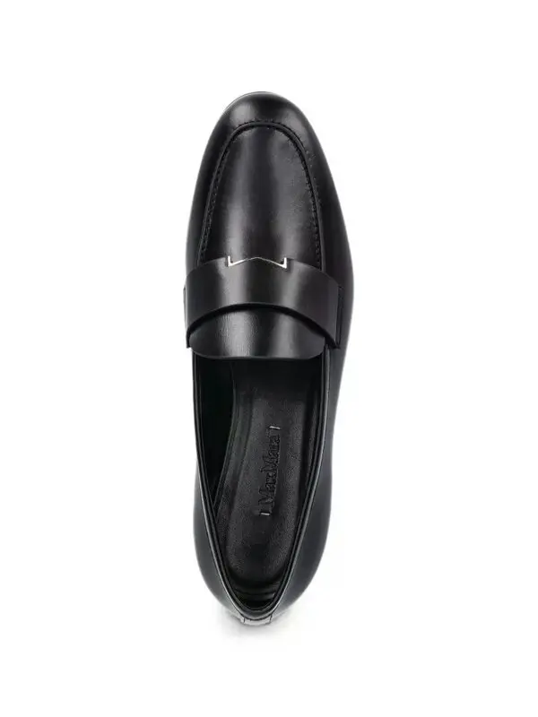 Max Mara Leather Loafers With Logo Plaque