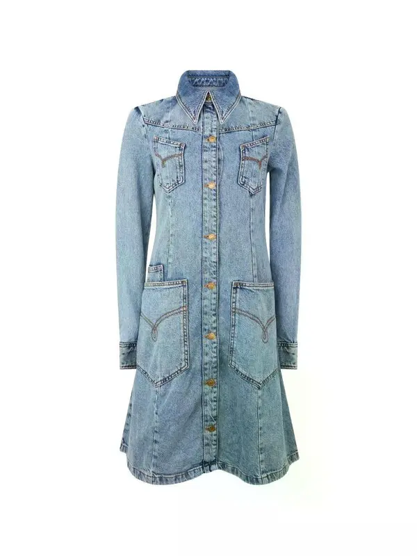 Moschino Cotton Mini Dress With Flared Skirt - Blue