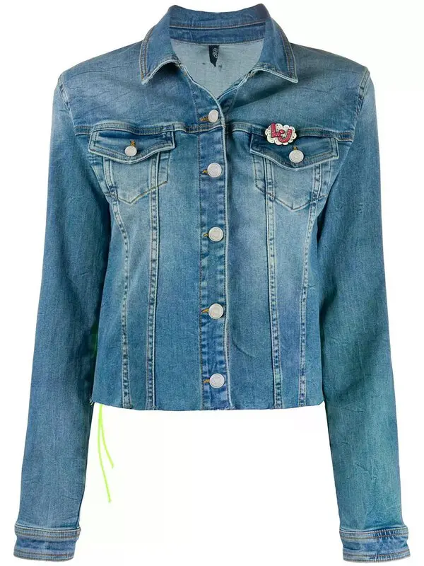 Liu Jo Cropped Denim Jacket With Chest Logo