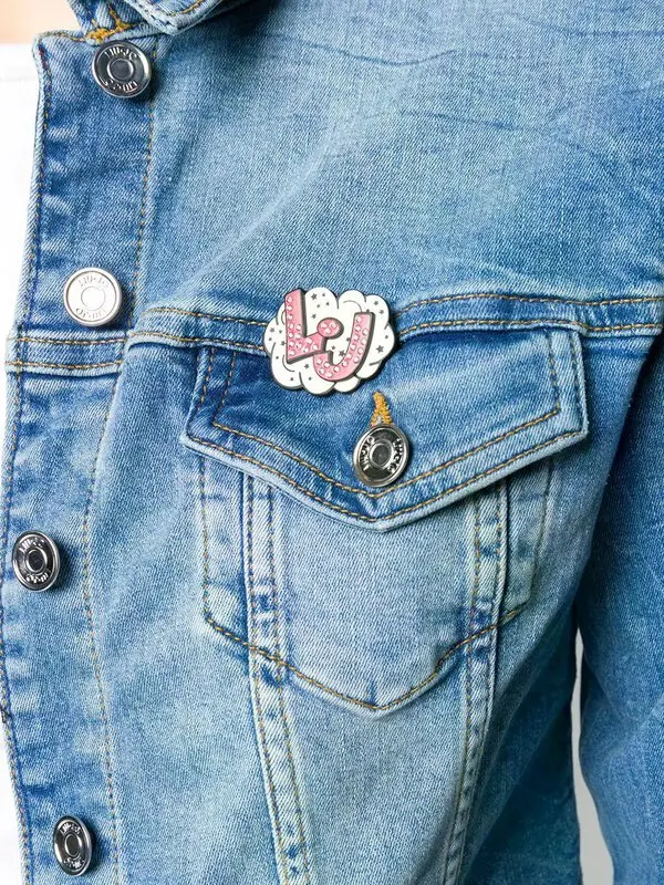 Liu Jo Cropped Denim Jacket With Chest Logo