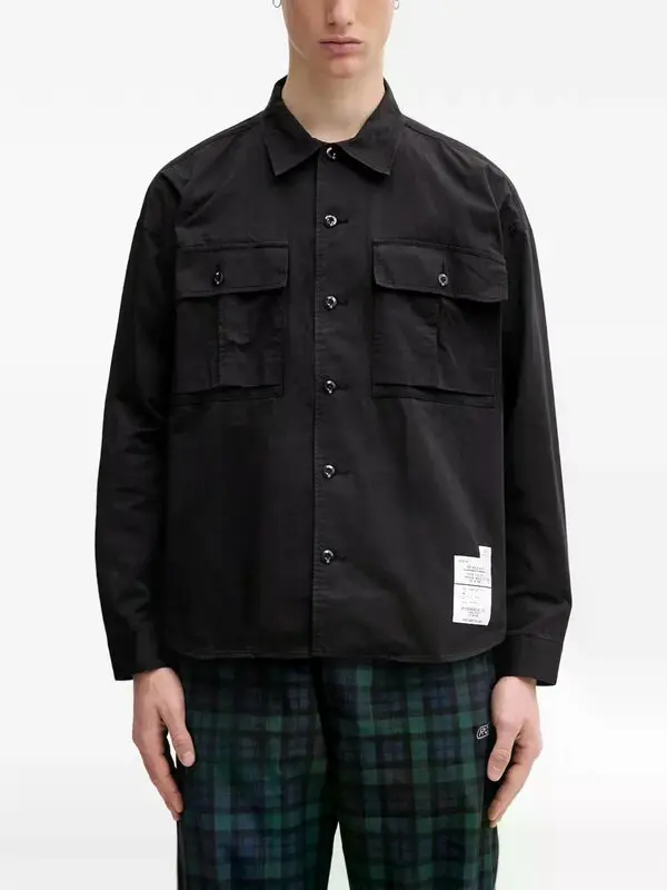 NEIGHBORHOOD Logo-patch Flap-pocket Shirt - Black
