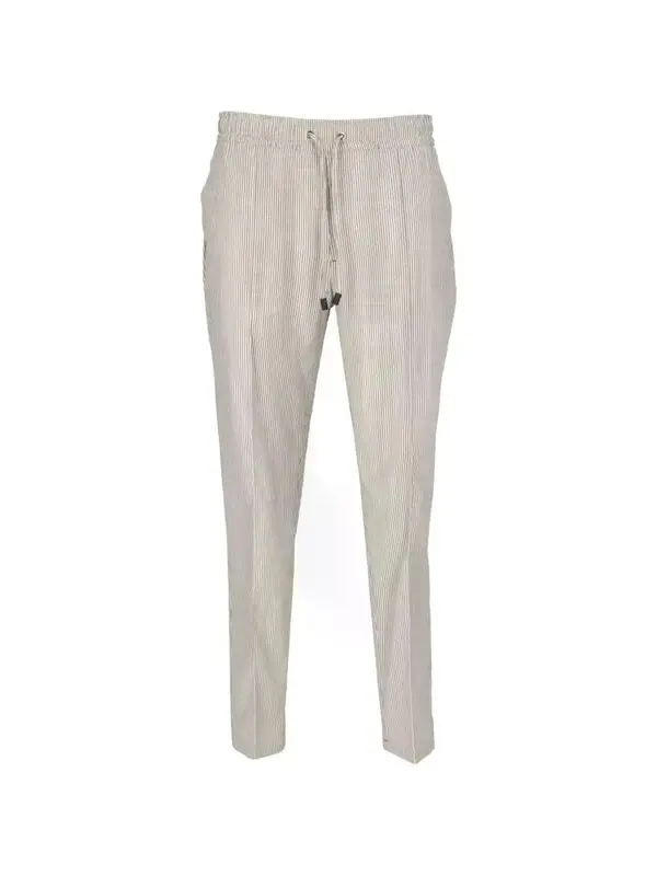 Isaia Vertical Stripe Drawstring Trousers - Neutrals