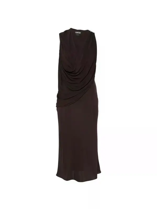 TOM FORD Draped Plunging-neck Midi Dress