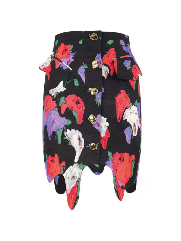 Moschino Floral Print Asymmetrical Skirt
