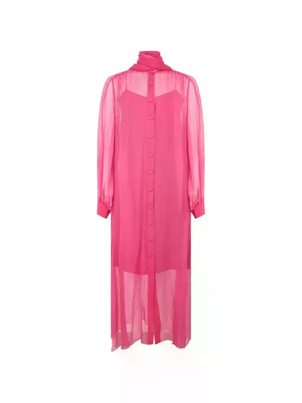 Alberta Ferretti Sheer Silk Midi Dress - Pink