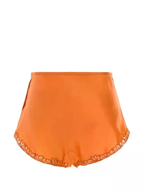 Saint Laurent Lace-trimmed Satin Shorts - Orange