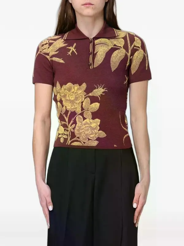 Moschino Floral Jacquard Polo Top