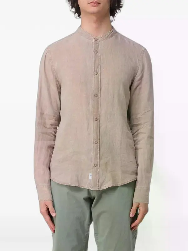 BLAUER. Band-collar Linen Shirt