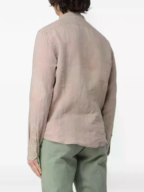 BLAUER. Band-collar Linen Shirt