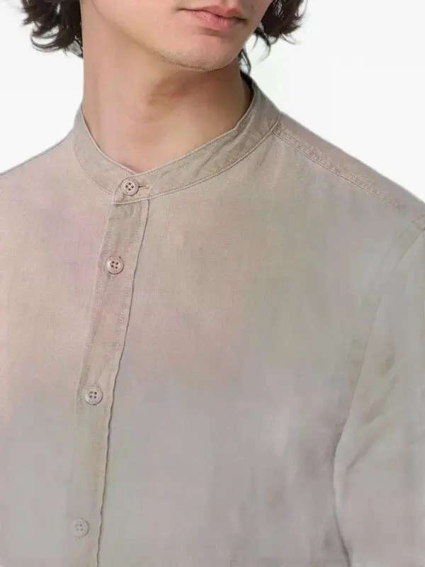 BLAUER. Band-collar Linen Shirt