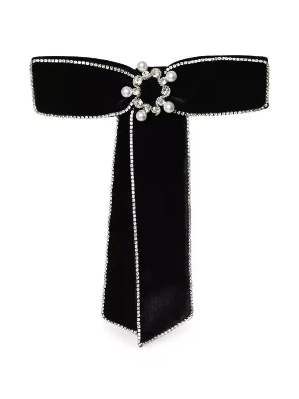 ANOUKI Crystal-embellished Velvet Hair Clip - Black