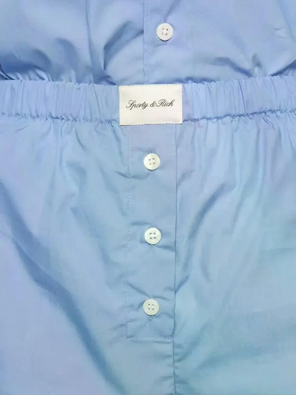 SPORTY & RICH Logo Patch Buttoned-front Shorts