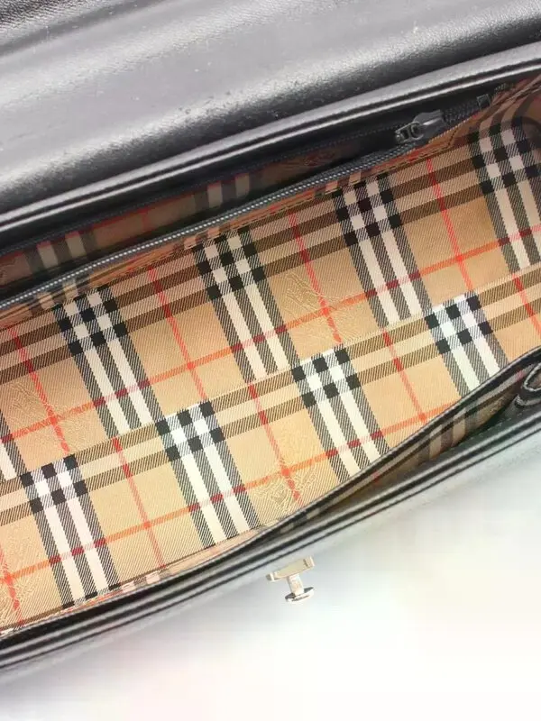 Burberry 2000s Logo Detail Leather Handbag