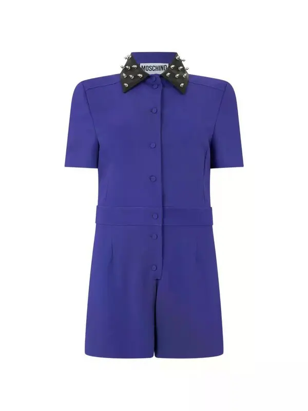 Moschino Stud-embellished Collar Playsuit - Blue