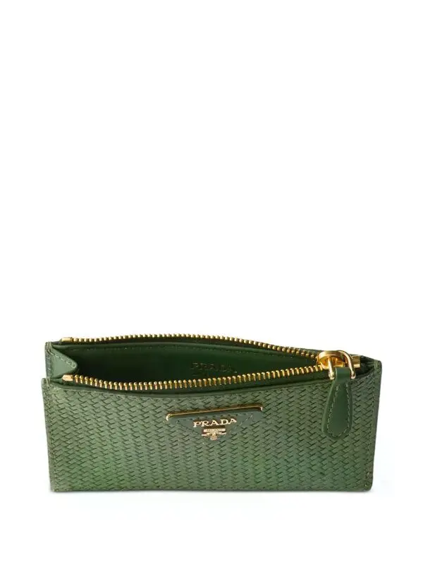 Prada Woven Madras Leather Card Holder