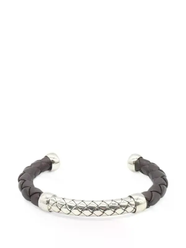 Bottega Veneta Tone Intrecciato Open Cuff Bangle