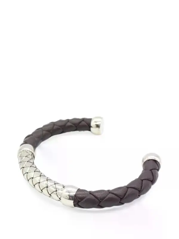 Bottega Veneta Tone Intrecciato Open Cuff Bangle
