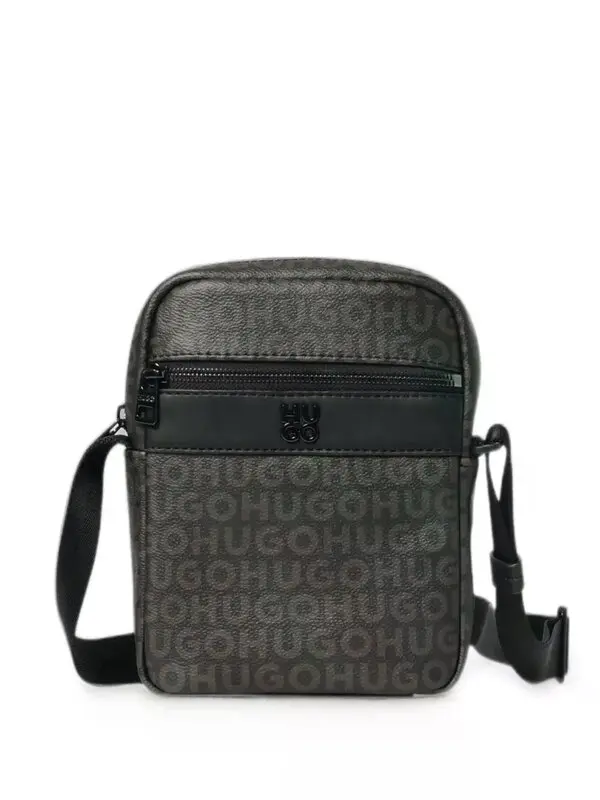 Hugo Logo Print Messenger Bag - Black