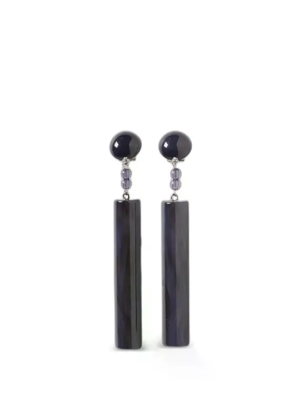 Emporio Armani Marbled Effect Logo Earrings - Silver