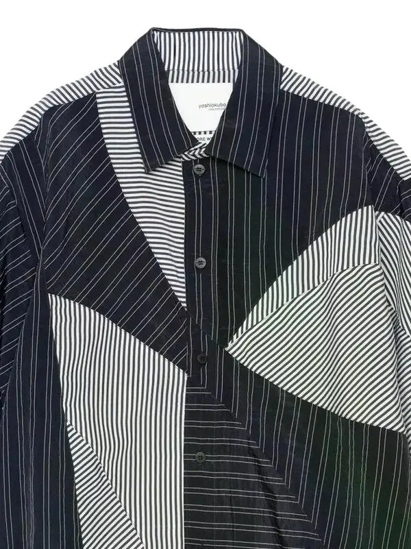 YOSHIOKUBO Striped Shirt With Patchwork Detail