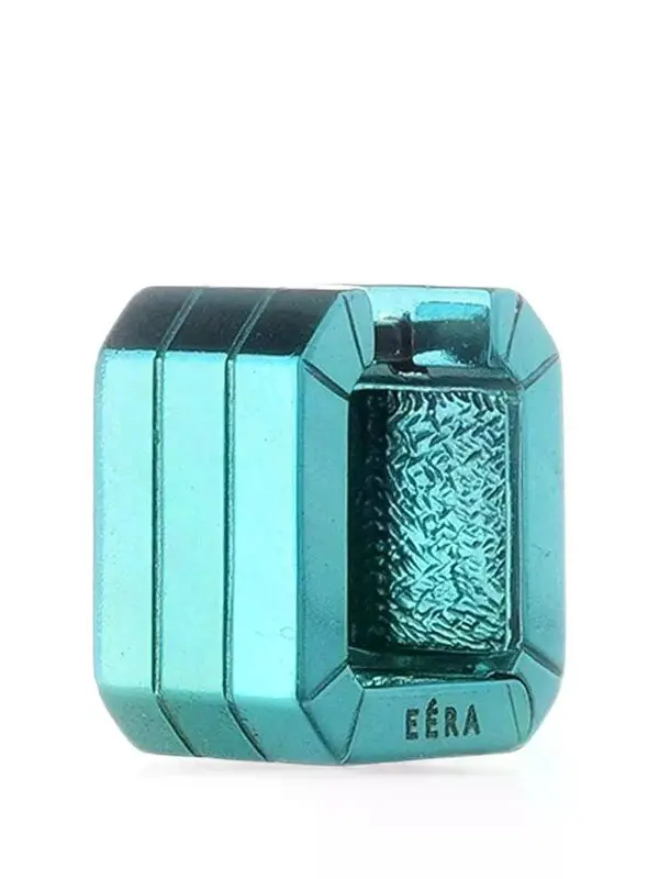 EERA 18k White Gold Polished Finish Huggie Earrings - Green